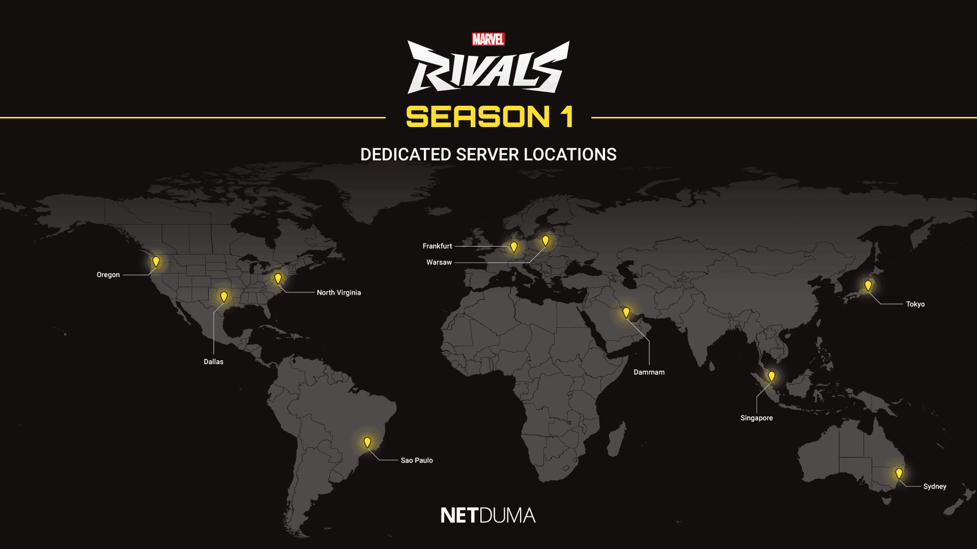 Marvel Rivals Season 1 Server Locations | Play with Low Ping | Netduma